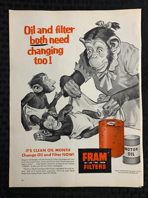 1956 FRAM FILTERS 10.5x14" Print Ad VG+ 4.5 Oil and Filter Both Need ...