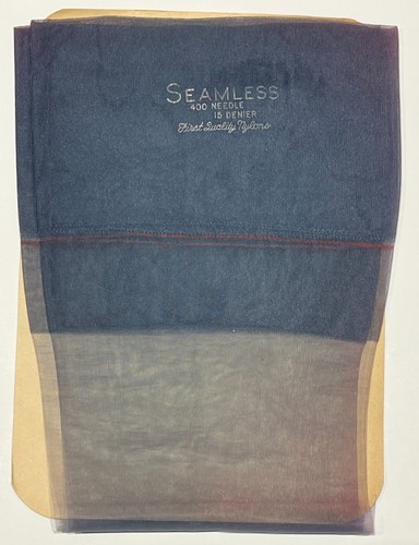 4 PR Vintage RHT Stockings, Flat Knit NYLON Sz 9 1/2 x 28 Blue-Gray NOS ...