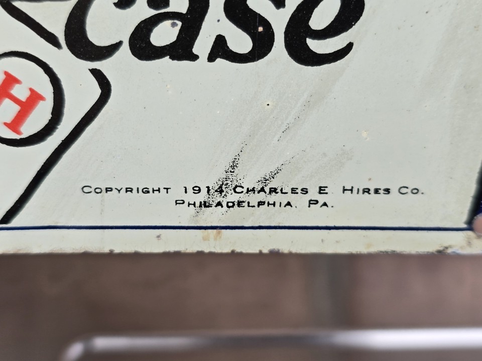 Extremely Rare Antique Hires Root Beer Embossed Tin Sign Josh Slinger ...