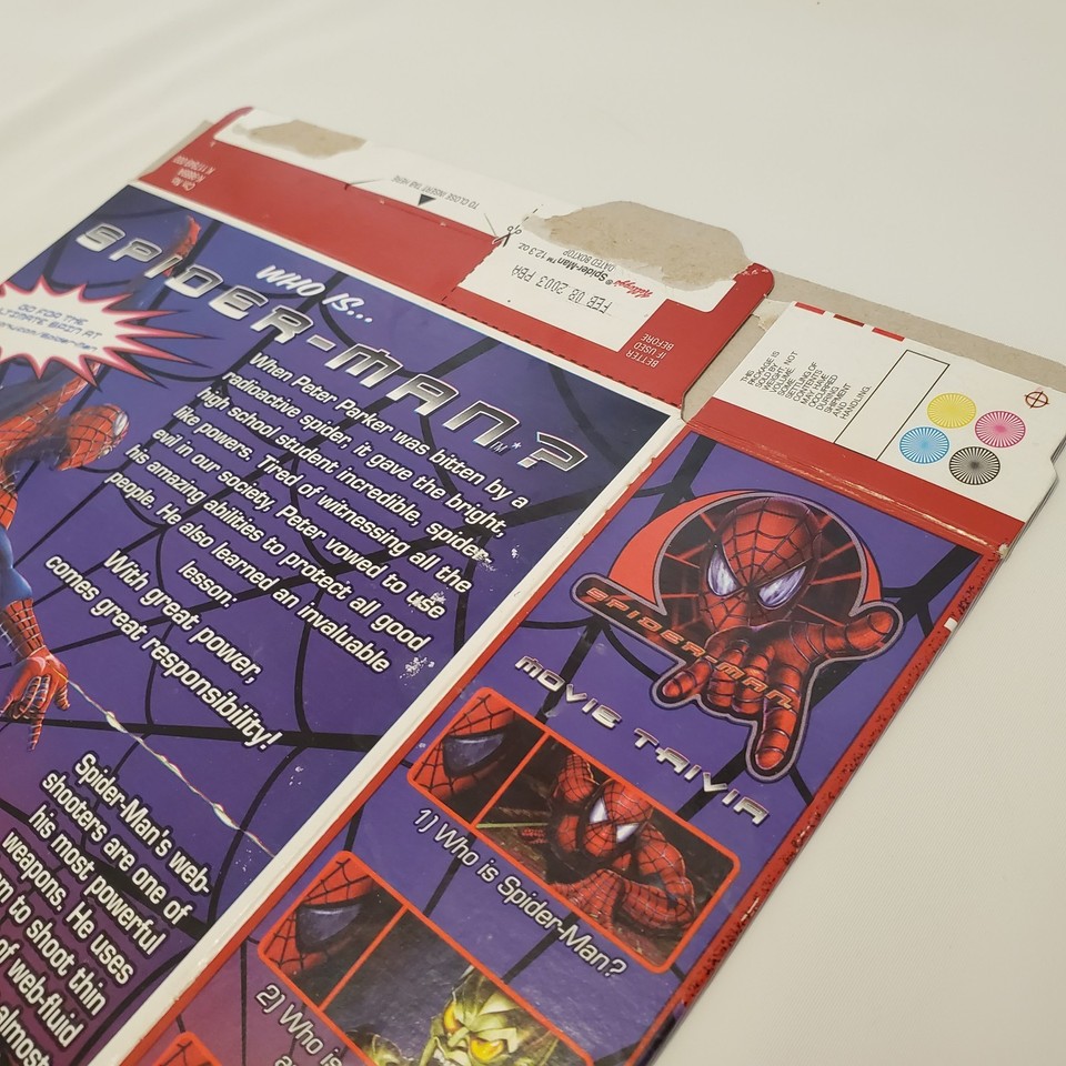 2002 Kellogg’s Spider-Man Cereal Box 2003 Movie Video Game Cartoon ...