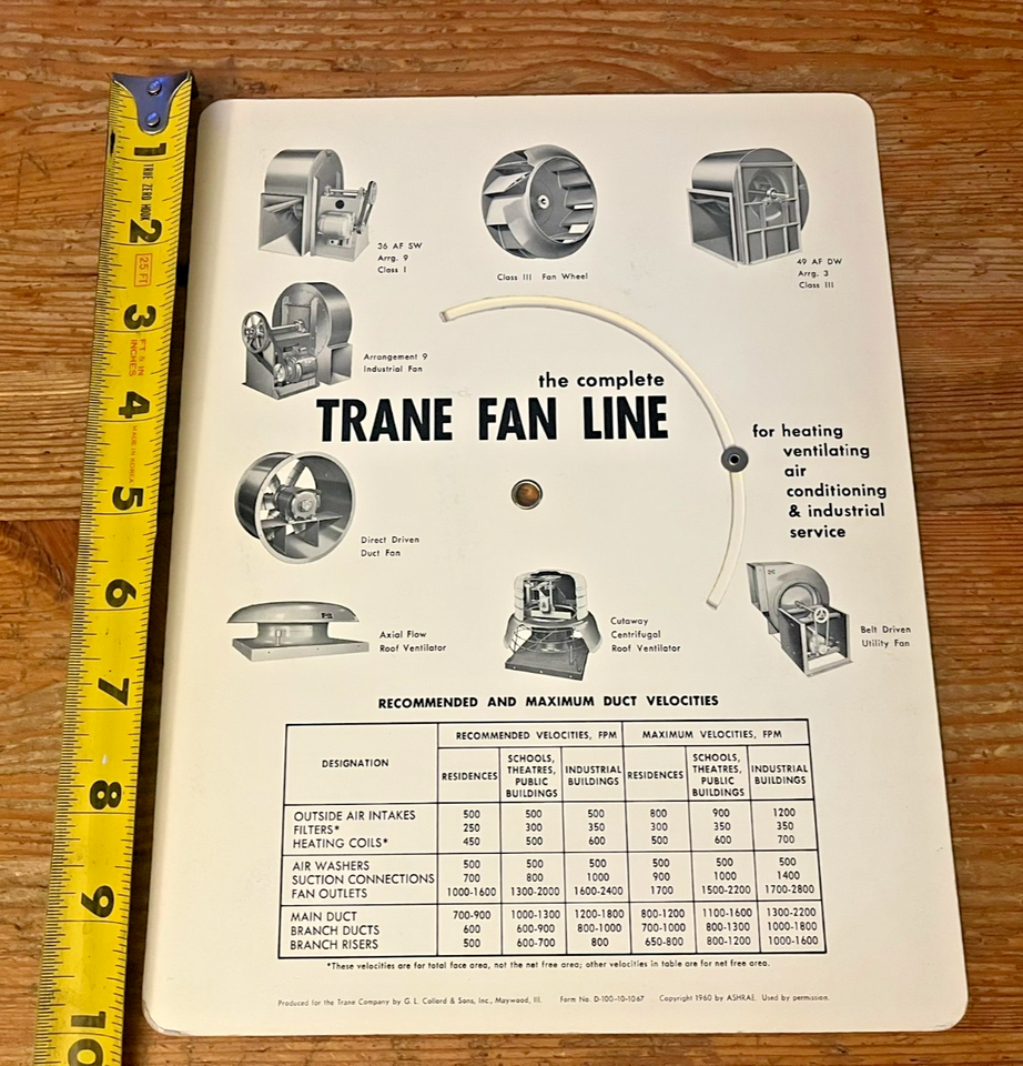 Trane Ductulator 1960 Duct Sizing Calculator English SI Metric AC ...