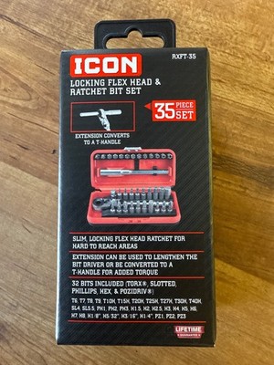 ICON RXFT-35 Locking Flex Head Ratchet and Bit Set 35 Piece NEW | eBay