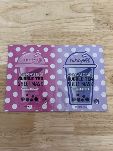 Bubble T Cosmetics Hydrating & Toning Sheet Mask Duo BERRIES + JASMINE ...