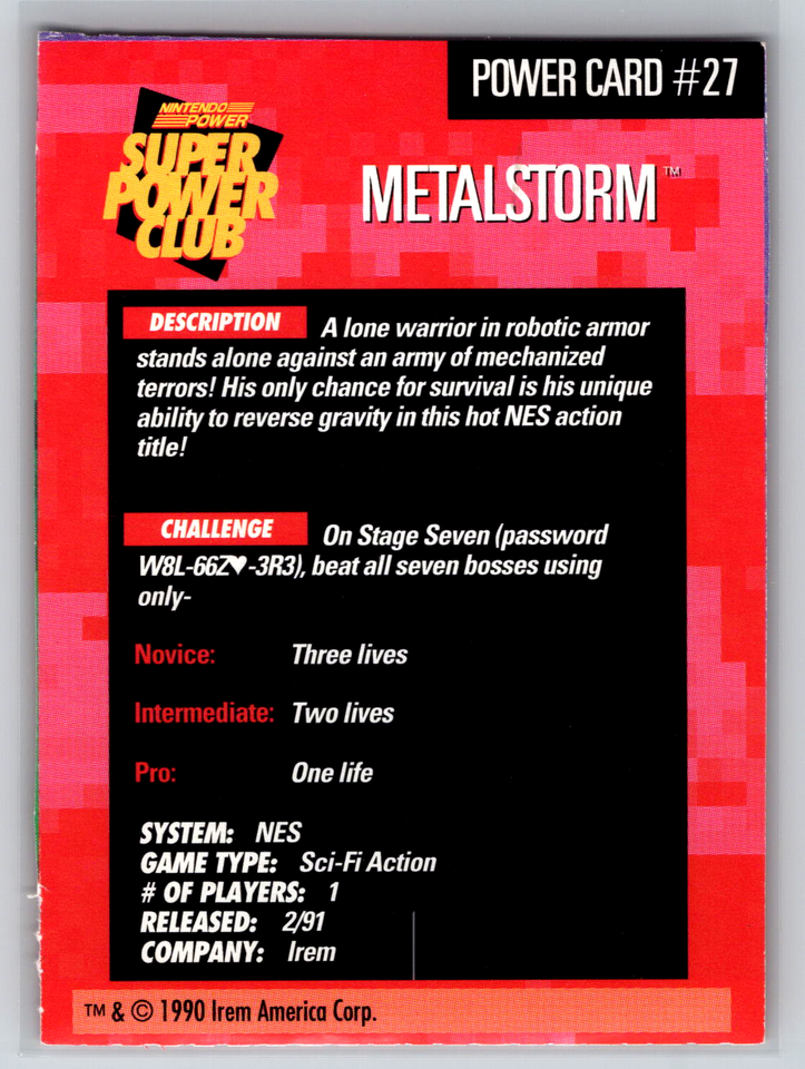 Metalstorm Nintendo Super Power Club Magazine Card #27 Perforated | eBay