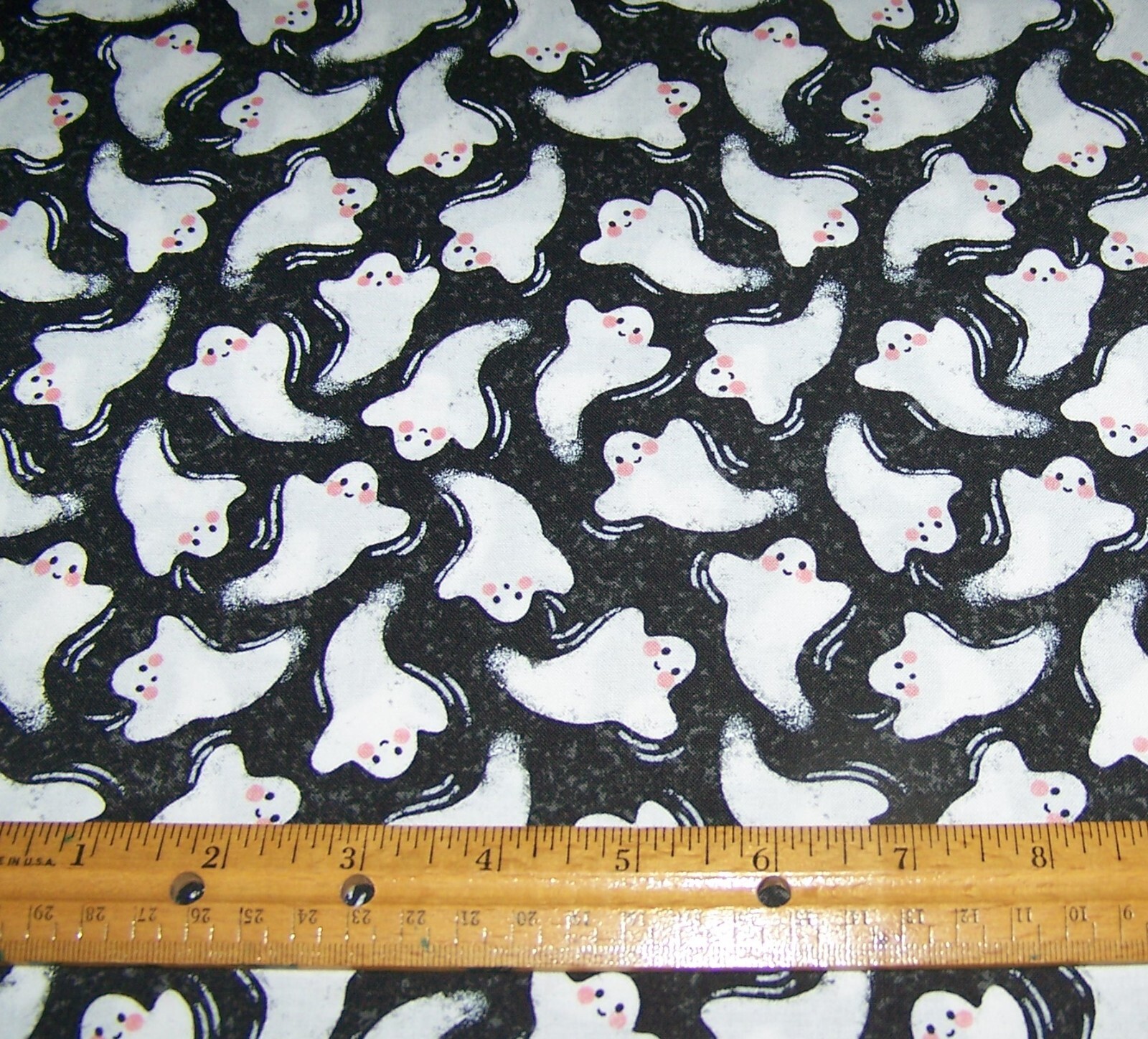 1 yd MODA Hey Boo WHITE GHOSTS on MIDNIGHT BLACK 100% Cotton Fabric ...