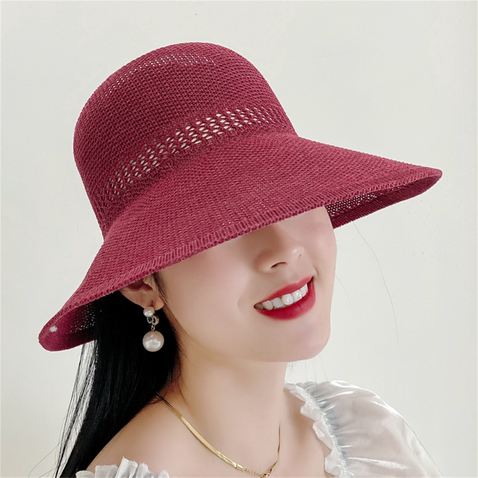 Lady Cap Long-lasting Super Breathable Wide Brim Lace Up Women Hats ...
