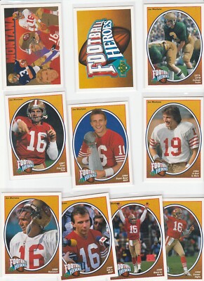 JOE MONTANA 1991 UPPER DECK FOOTBALL HEROES COMPLETE INSERT SET 1-10 W ...