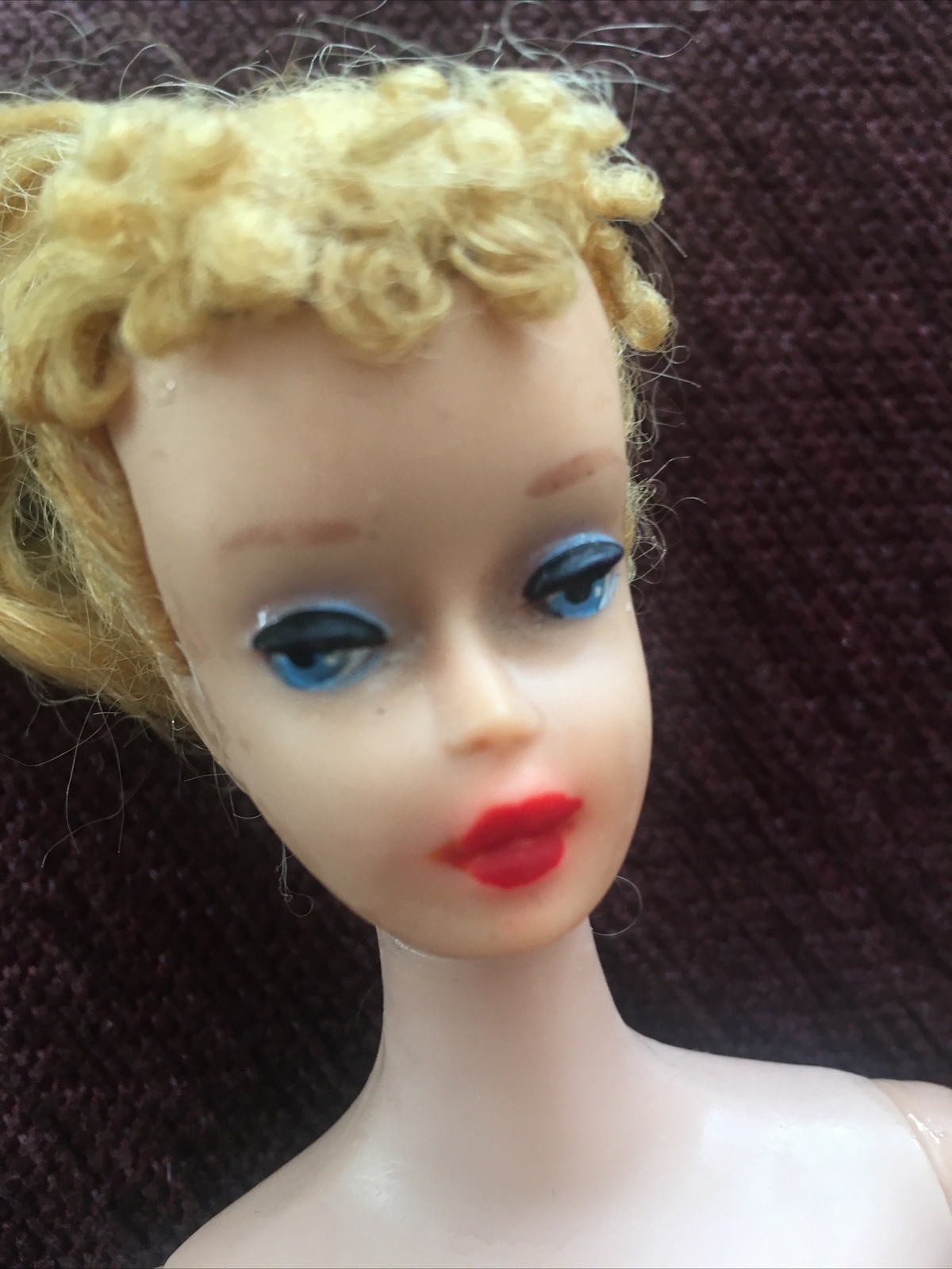 Vintage Barbie Number #3 Ponytail Doll Poodle curls rare blue eyeliner ...