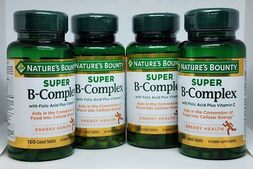 4 Pack Nature's Bounty Super B Complex w/ Vitamin C & Folic Acid 600 ...