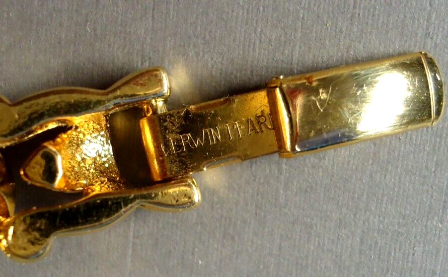 Vintage Erwin Pearl Gold Tone Simulated Pearl Fancy 7.5" Link Bracelet ...
