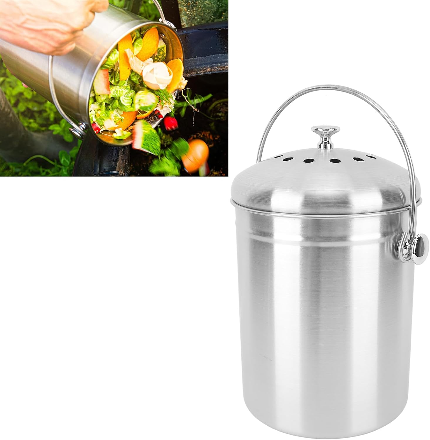 Odorless Composting Bin, Countertop Compost Bin Kitchen, Carbon Filters ...