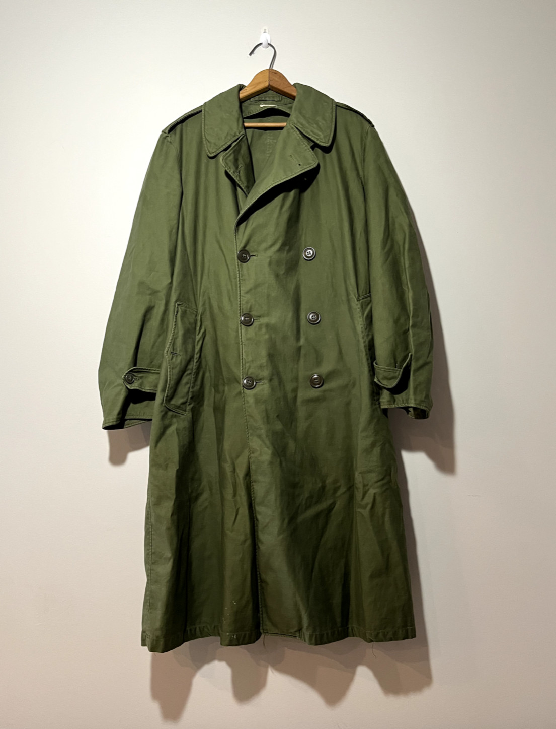 Vintage US Military Double Breasted Cotton Overcoat T… - Gem