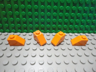Lego 4 Orange 2x1 slopes 45 degree brick block NEW | eBay