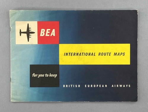 BEA BRITISH EUROPEAN AIRWAYS INTERNATIONAL AIRLINE ROUTE MAPS VISCOUNT ...