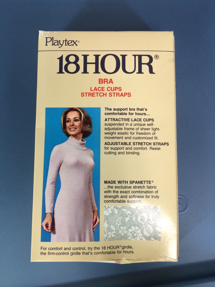 Vtg Playtex 18 Hour Bra White 38D NOS 70s 80s Lingerie Lace Cup Stretch ...