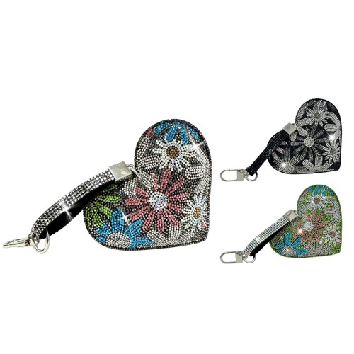 Jacqueline Kent Flower Power Crystal Heart Purse Charm Keychain | eBay