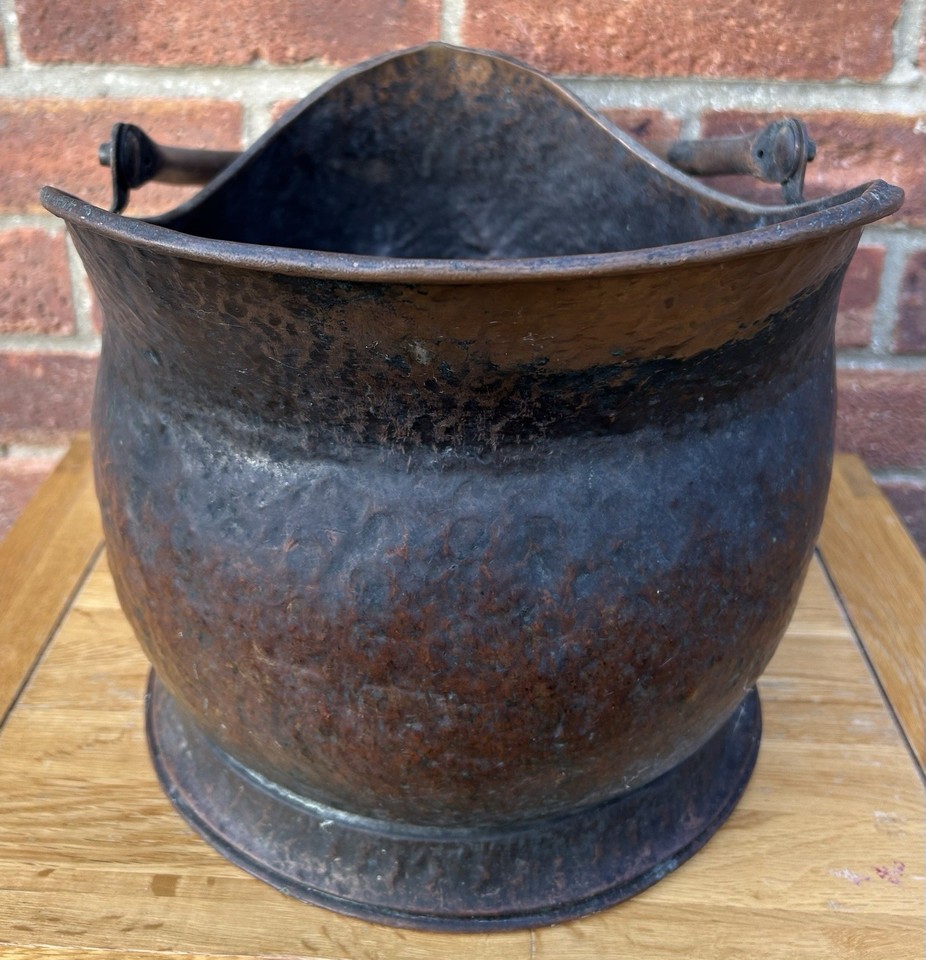 Antique Beautiful Solid Copper & Brass Kindling Log Fire Coal Fireside ...