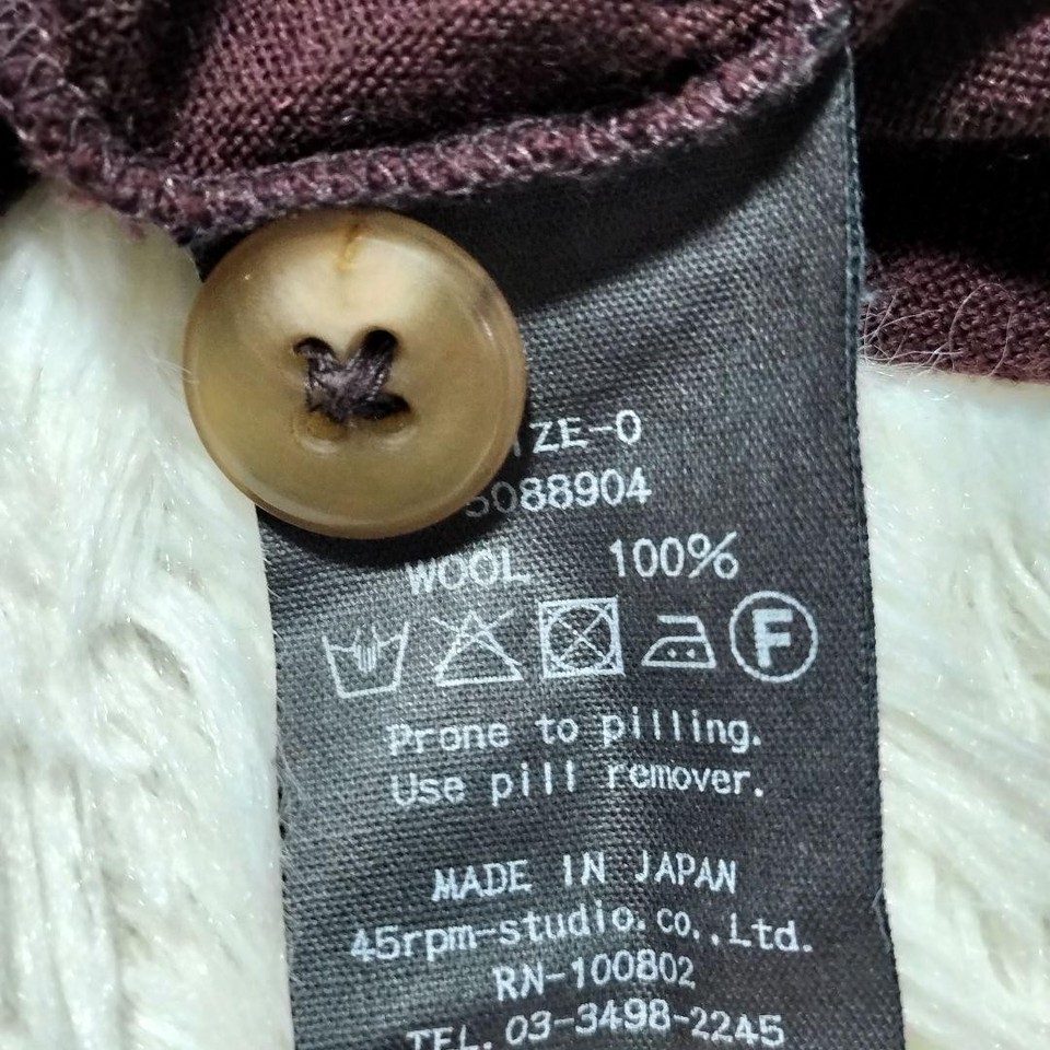 45R Wool Long Cardigan Dress Embroidered Dark Brown Used | eBay