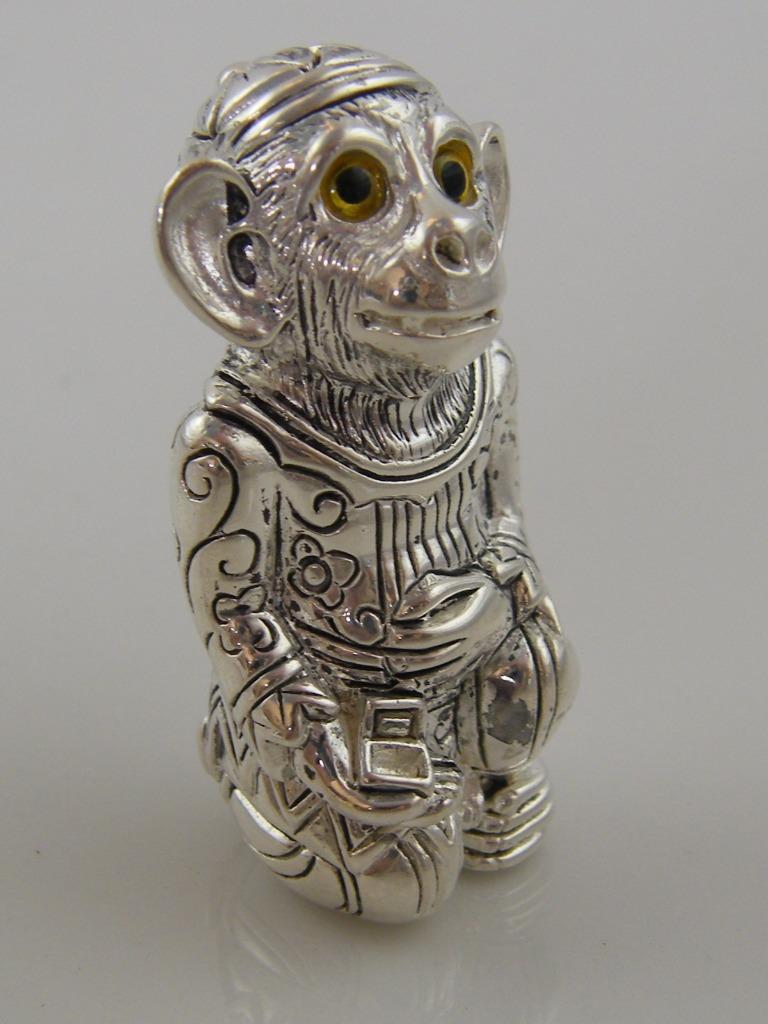 NOVELTY SILVER PLATE MONKEY PIN CUSHION | eBay