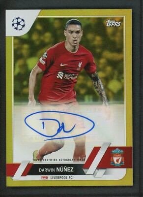 2023 DARWIN NUNEZ 32/50 AUTO TOPPS UEFA CHAMPIONS LEAGUE BRONZE ...