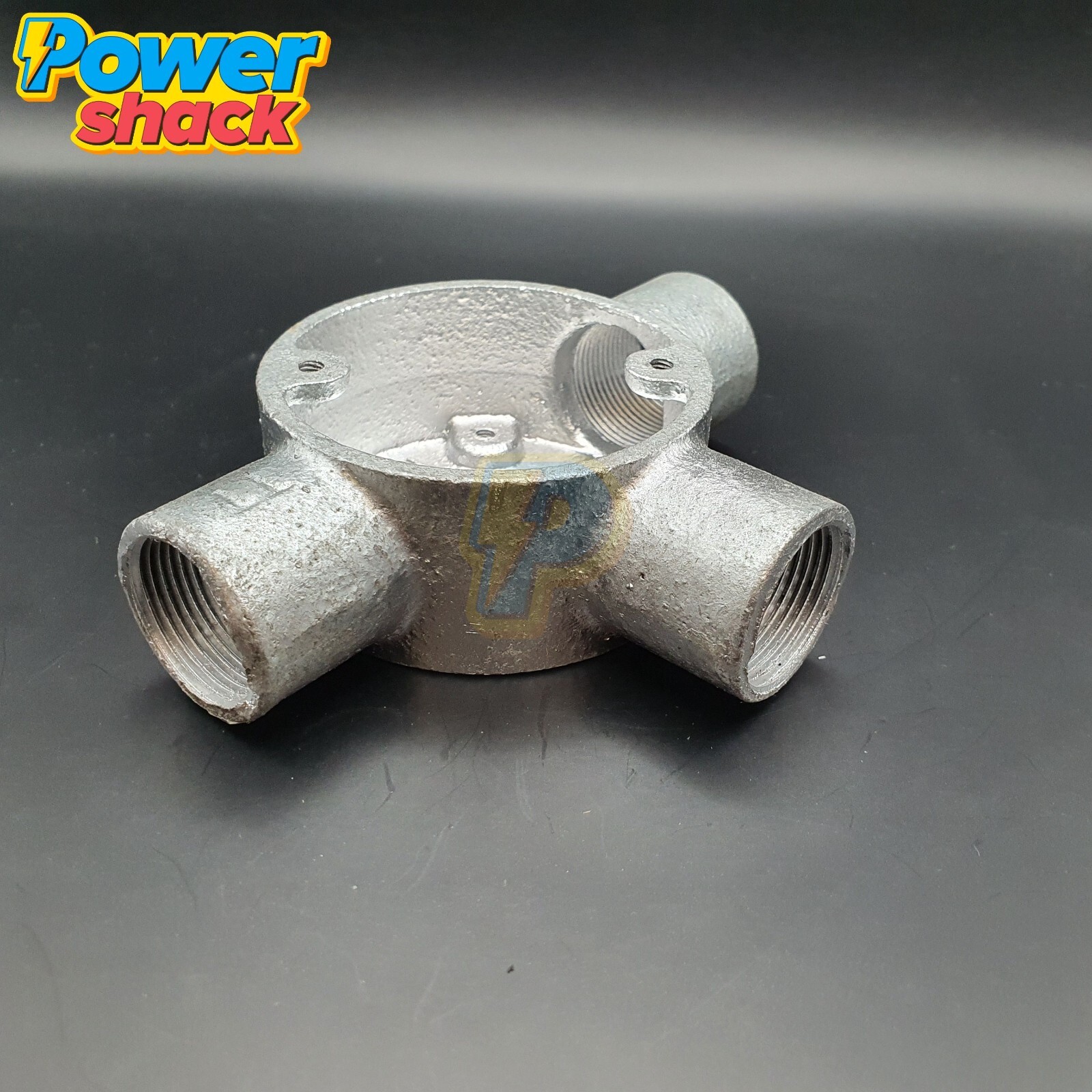 25mm Galv 3 Way Tee Box - Galvanised Metal Conduit with Lid, Gasket ...