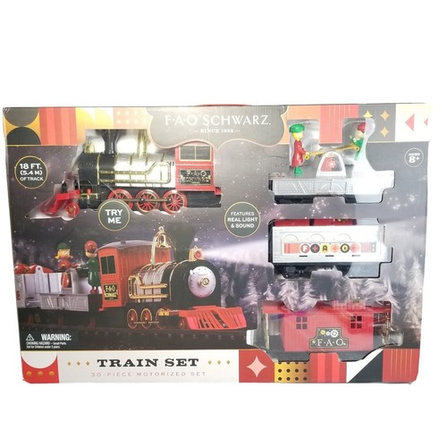 FAO Schwarz 30-Piece Classic Motorized Train Set 18 Ft. Of Track Open ...
