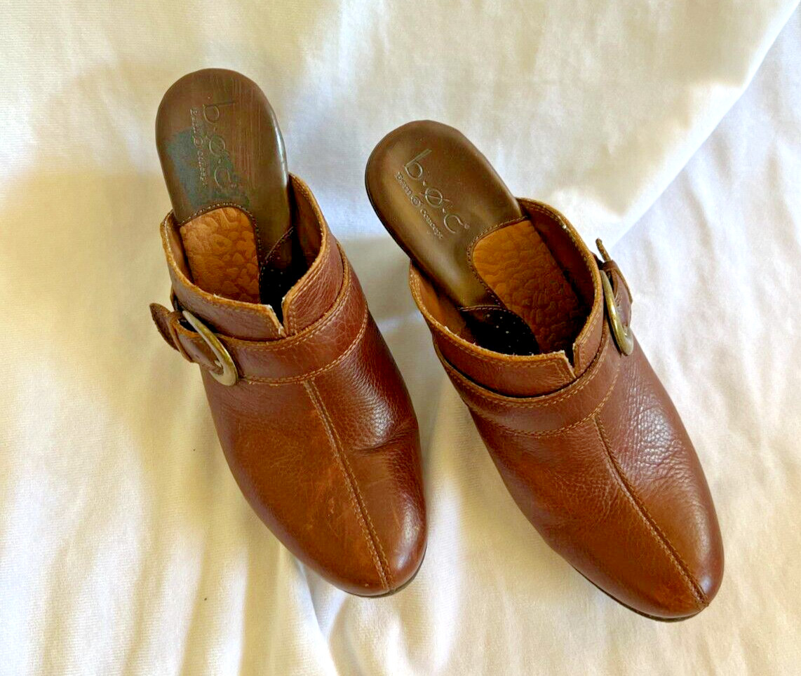 BOC Born Concept brown leather buckle clogs - Gem