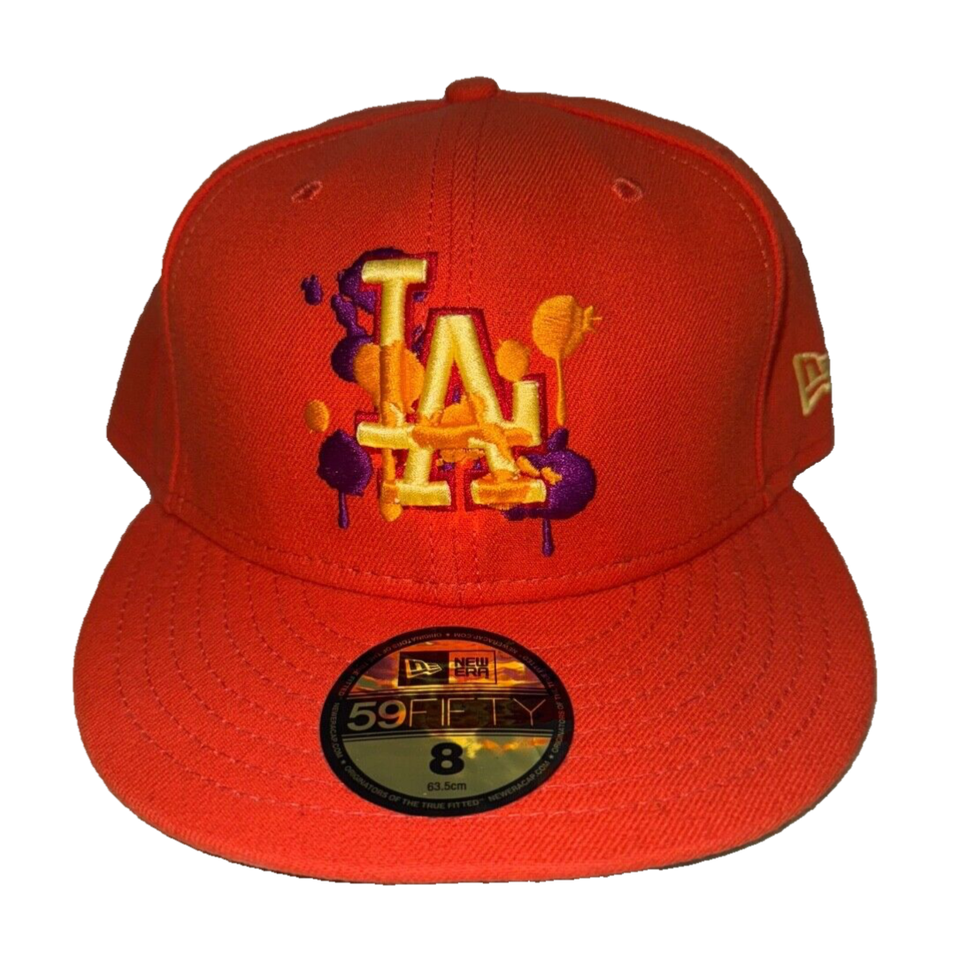New Era Los Angeles Dodgers 59FIFTY Fitted Drip Hat Cap - Orange | eBay