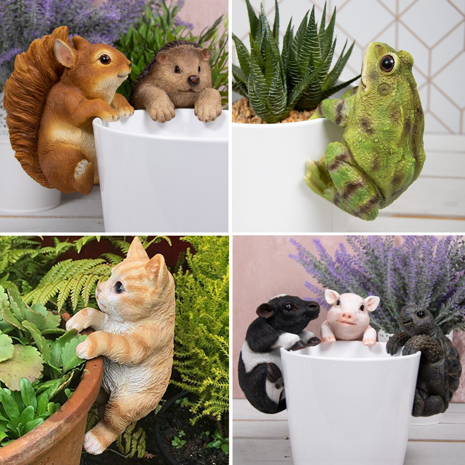 Miniature Garden Plant Pot Pals Cute Animals Hanging Decor Cat Dog Frog ...