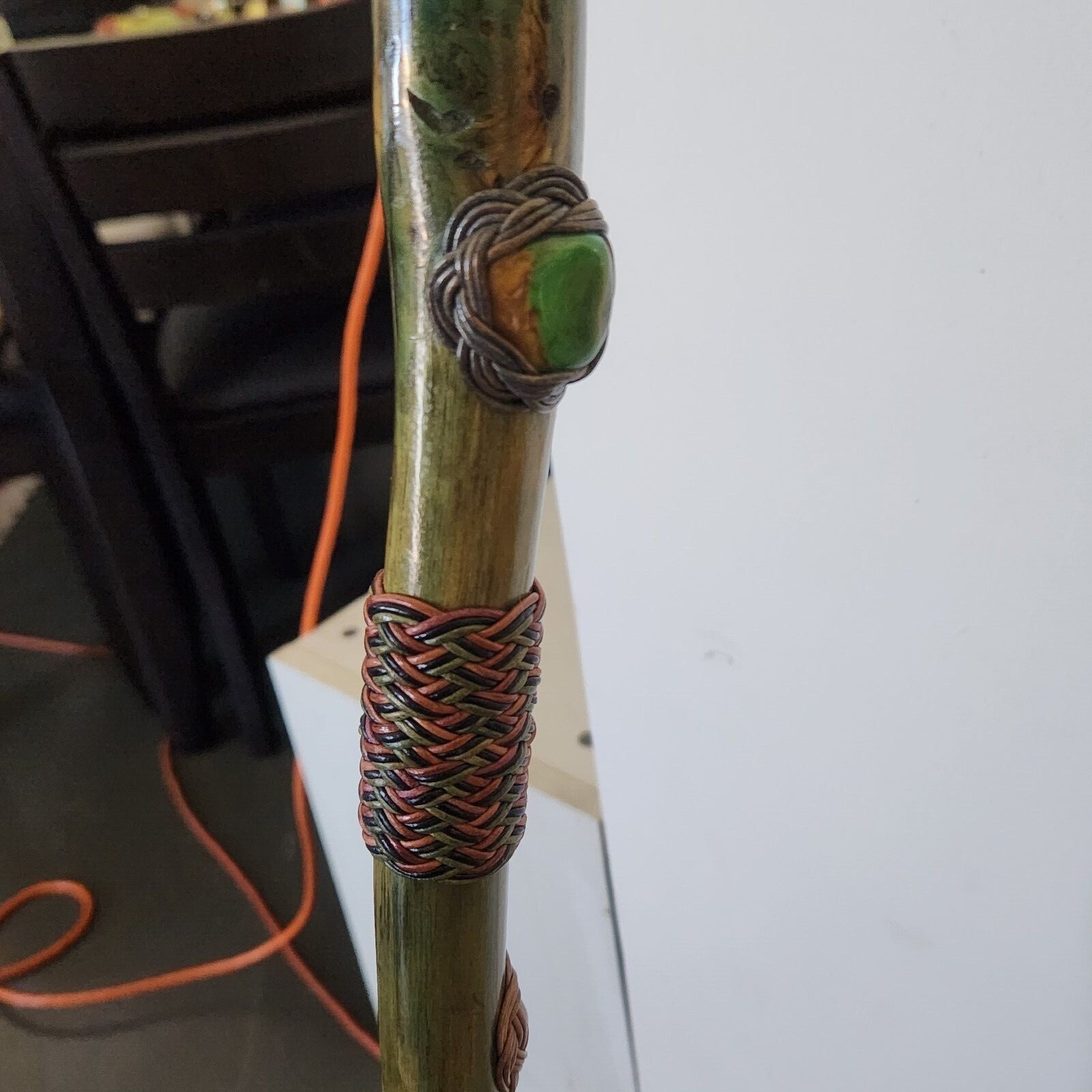 Handmade 58" Wooden Walking Stick w/ Custom Knotwork,… - Gem