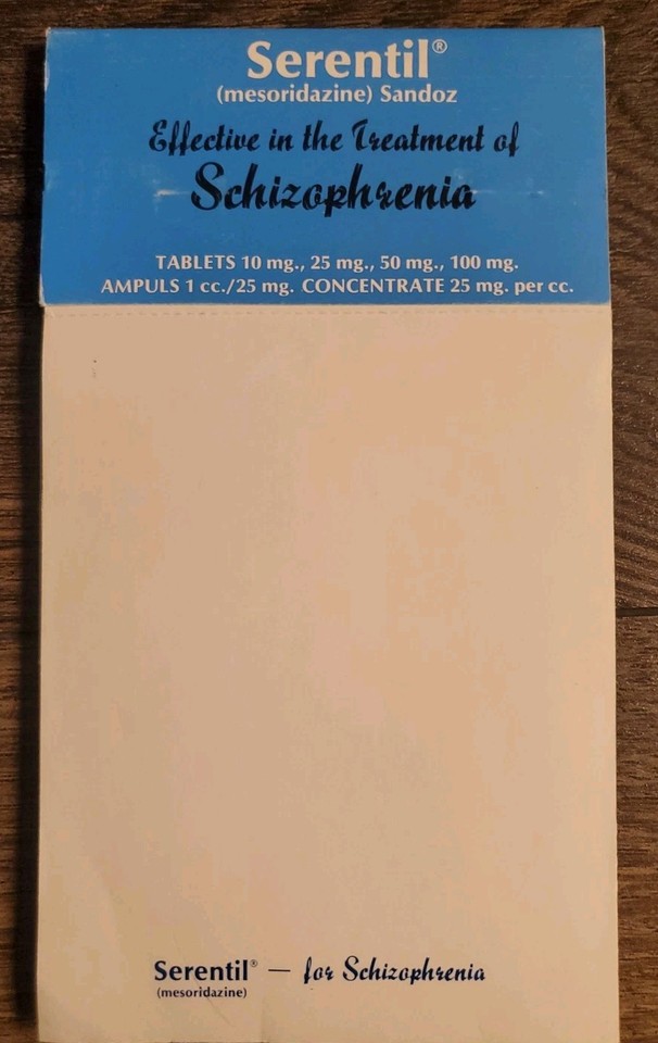 VTG 1972 Drug Rep SANDOZ/Serentil "For SCHIZOPHRENIA TREATMENT" NOTEPAD ...