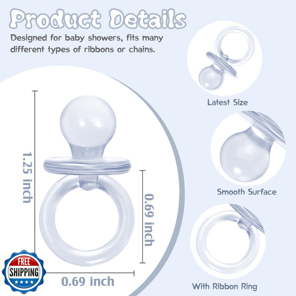 50 Pcs Mini Pacifiers Baby Shower Games Boy Girl, 1.25 Inch Cute Baby ...