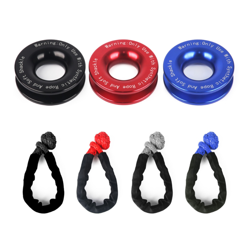 Heavy Duty Recovery Ring Snatch Block Pulley w/ Soft Shackle Tow Winch ...