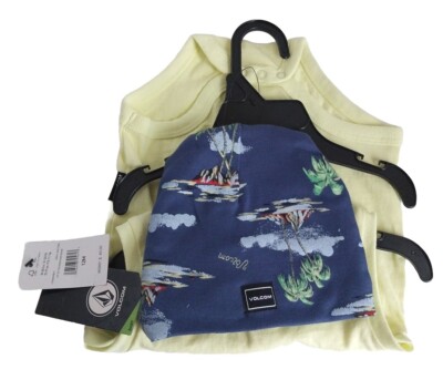 Volcom Boys 2 Piece Set 12 Months Baby Tropical Romper And Beanie NWT ...