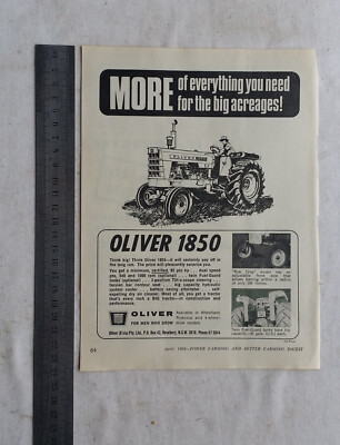 Oliver 1850 Tractor Advertisement removed from a 1968 Farming Magazine ...