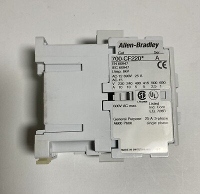 Allen Bradley Contactor Relays 700-CF400, 700-CF220, 100-C09, 193-EPM3 ...