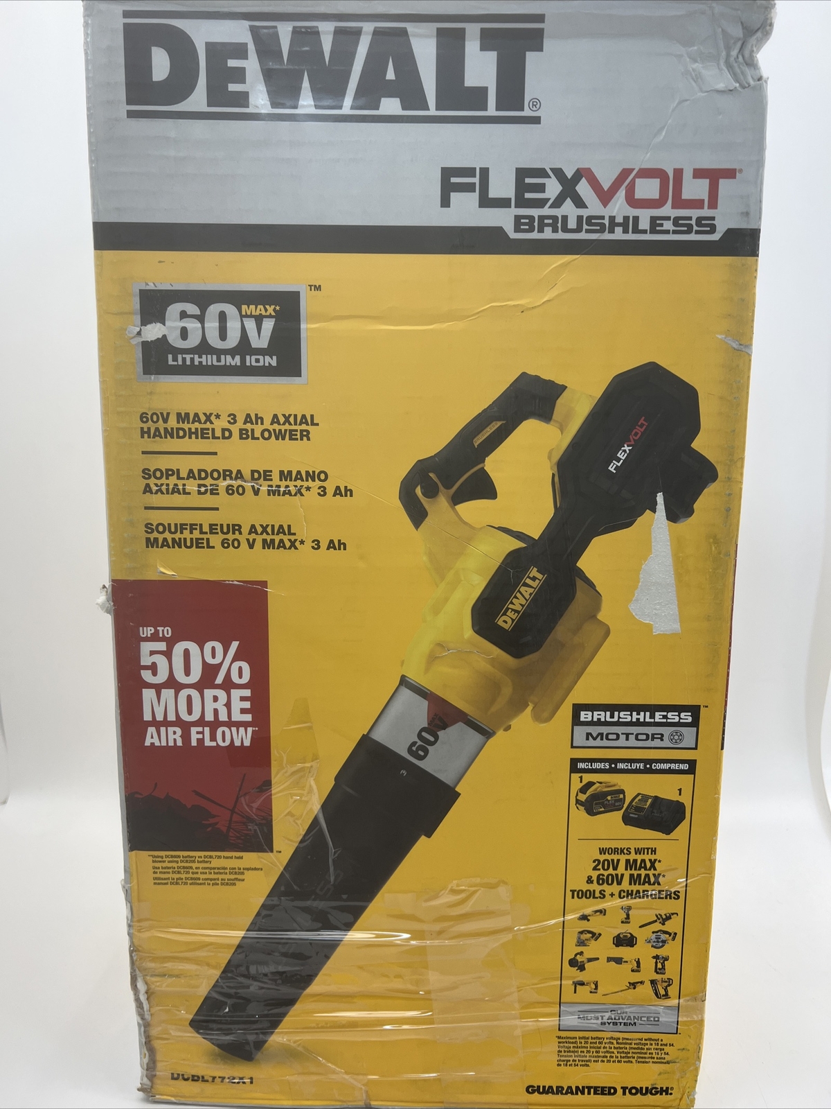 DeWALT 60V FlexVolt Brushless Handheld Axial Blower (Tool Only) DCBL772 ...