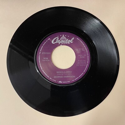 GEORGE HARRISON "BANGLA-DESH/DEEP BLUE" 45 RPM (1971) CAPITOL PURPLE ...