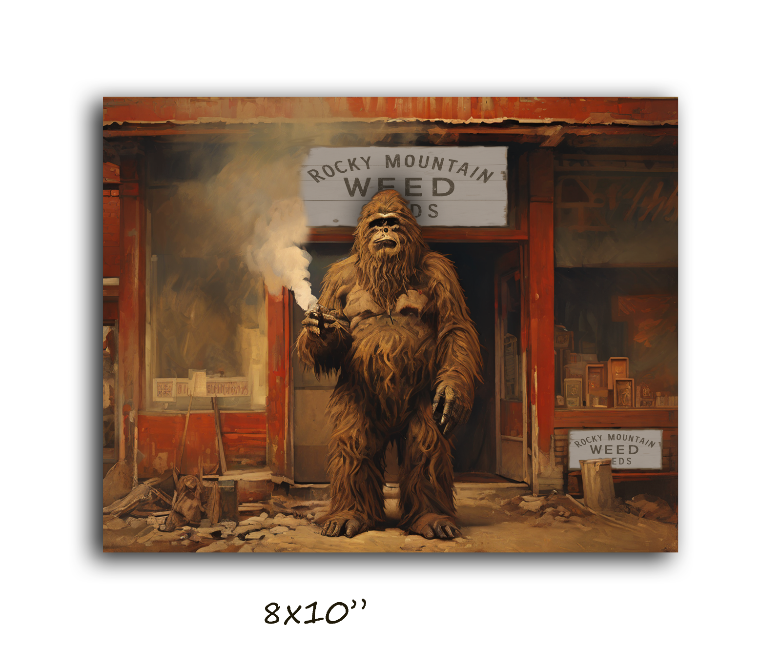 Sasquatch Art Print Bigfoot Selling Weed Seeds Poster Artwork Wall ...