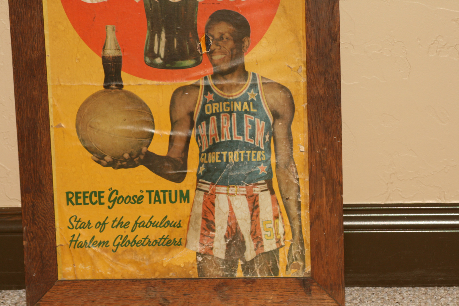 Early 1950's Reece "Goose" Tatum, Coca Cola Paper or Thin Cardboard ...