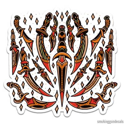 Knives Tattoo, Vinyl Decal Sticker, Indoor Outdoor, 3 Sizes, #12634 | eBay