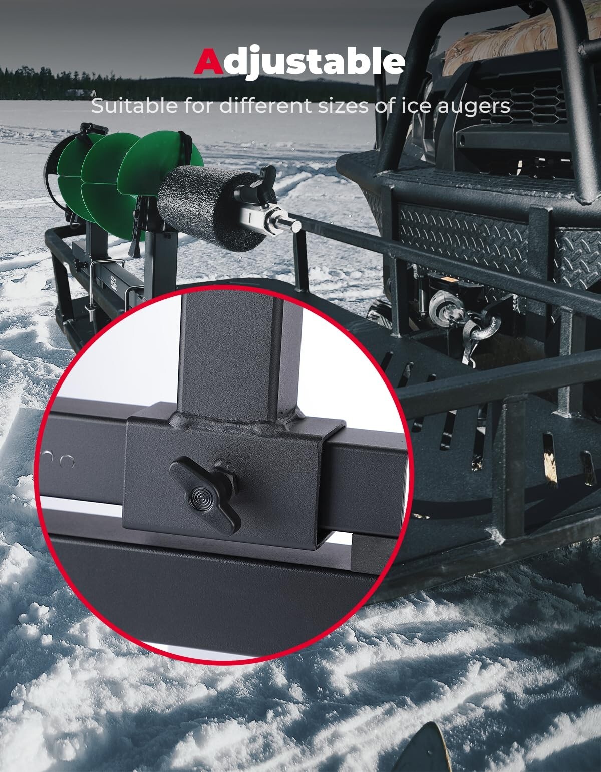 Ice Auger Carrier Holder Mount For Snowmobile 0.79in-1.77in Square Tube ...