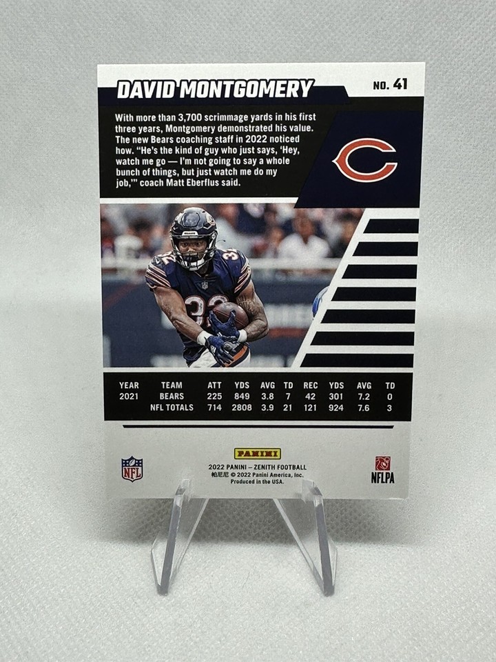 2022 Panini Zenith David Montgomery Chicago Bears Red Zone #41 Football ...