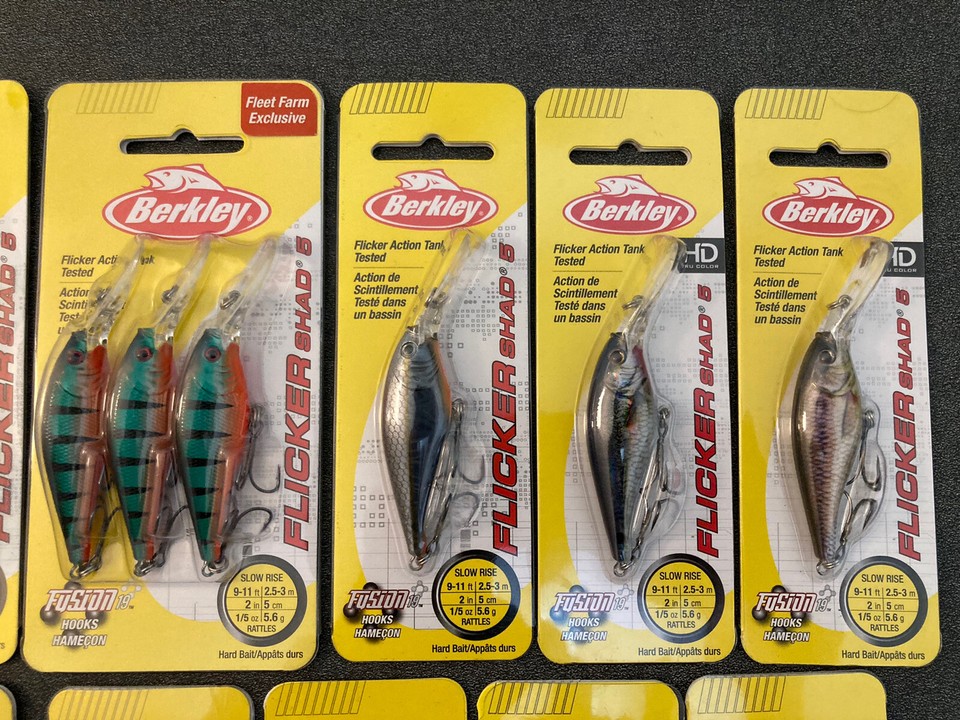 Lot of 18 New Berkley Flicker Shad Crankbaits - Mixed Colors & Sizes ...