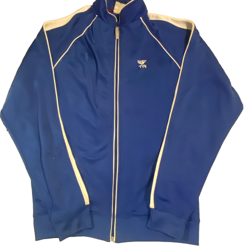 TYR Men's Track Jacket Full Zip Blue Performance Athletic EUC Swimming ...