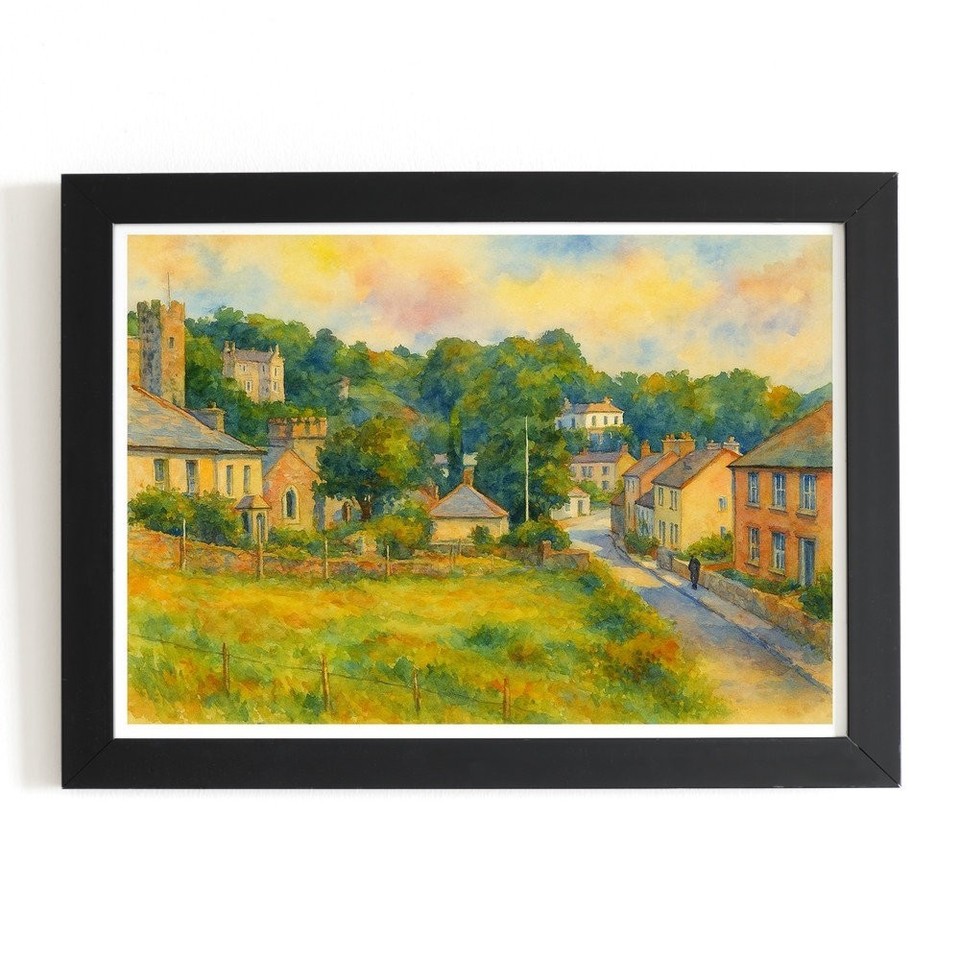 A6 PRINT - Church Street, Llanstephan - Vintage Art Style | eBay UK