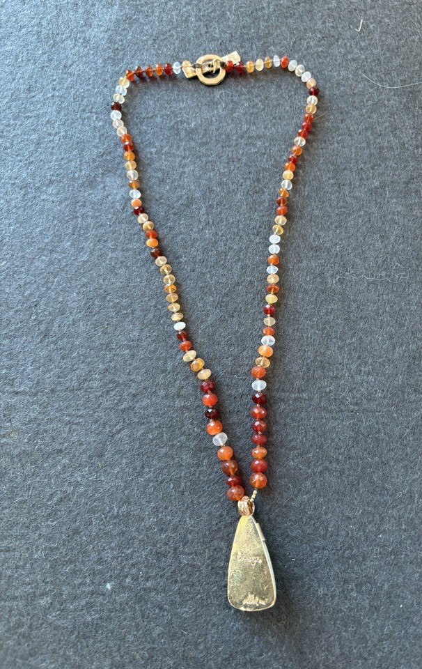 Jes Maharry 14k Gold Necklace With Antique Gemstone Beads And Large ...