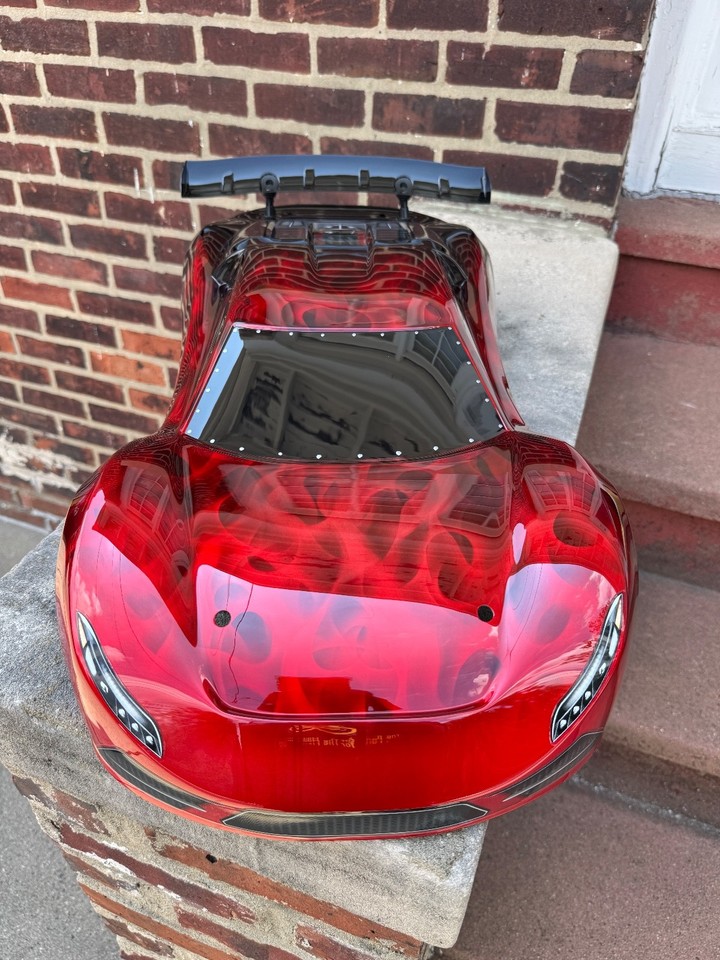 CUSTOM PAINTED RC BODY, TRAXXAS XO-1, CANDY APPLE RED CHROME FLAMES | eBay