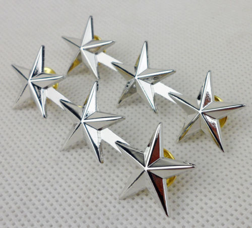 WW2 PAIR US MILITARY ARMY THREE STARS LIEUTENANT GENERAL RANK BADGE PIN ...