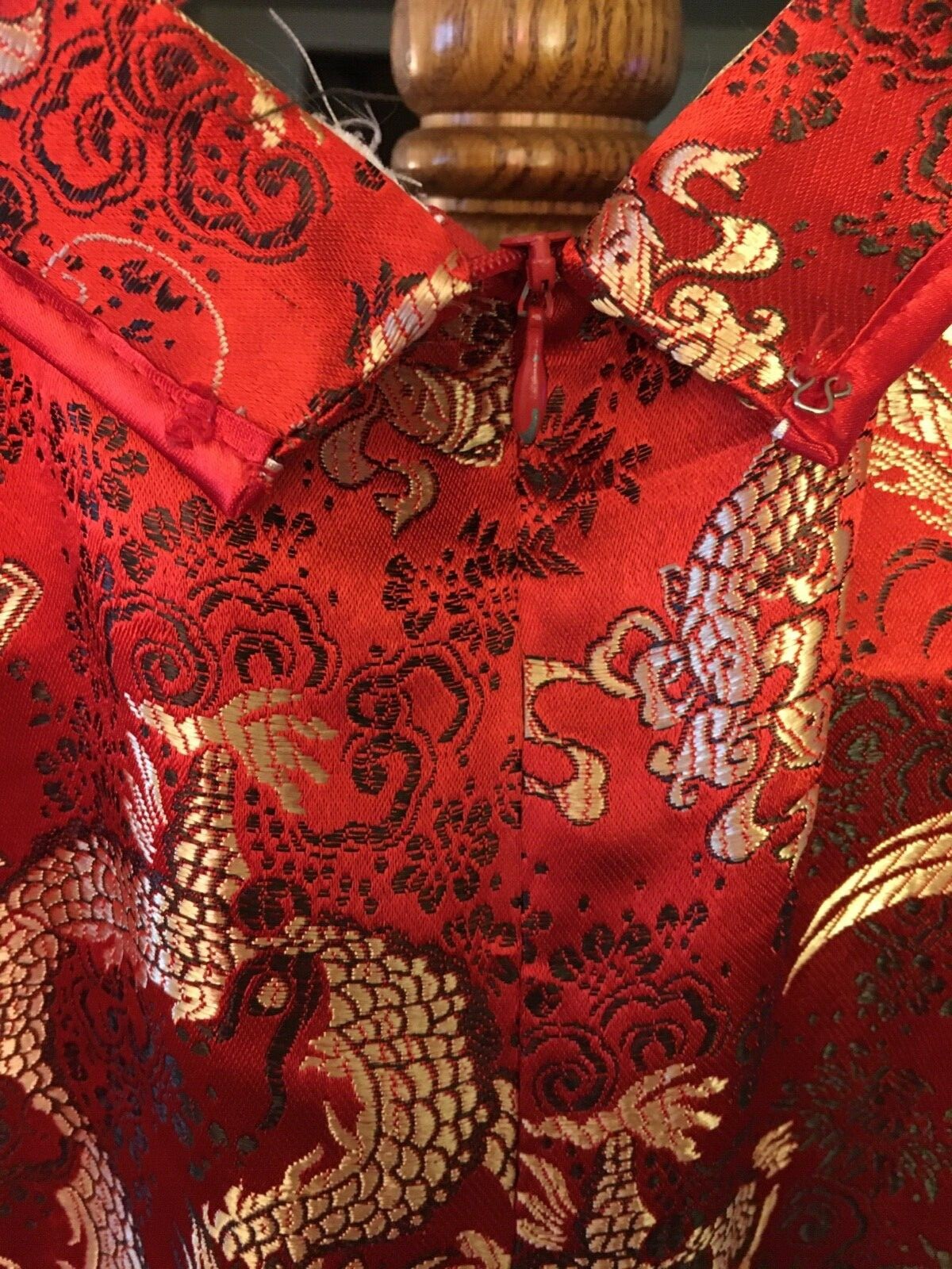 Traditional Short Chinese Cheongsam w/ Dragons, Koi, … - Gem